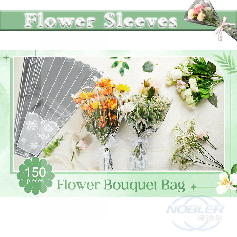 Disposable Flower Bouquet Sleeves Plastic Wrapping Bags 150Pcs With ...