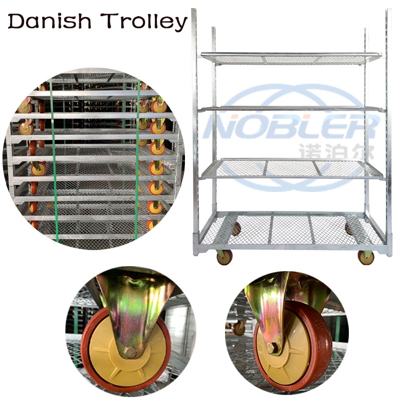 Assembly Required Danish Flower Trolley with 4 Wheels 50kg Capacity