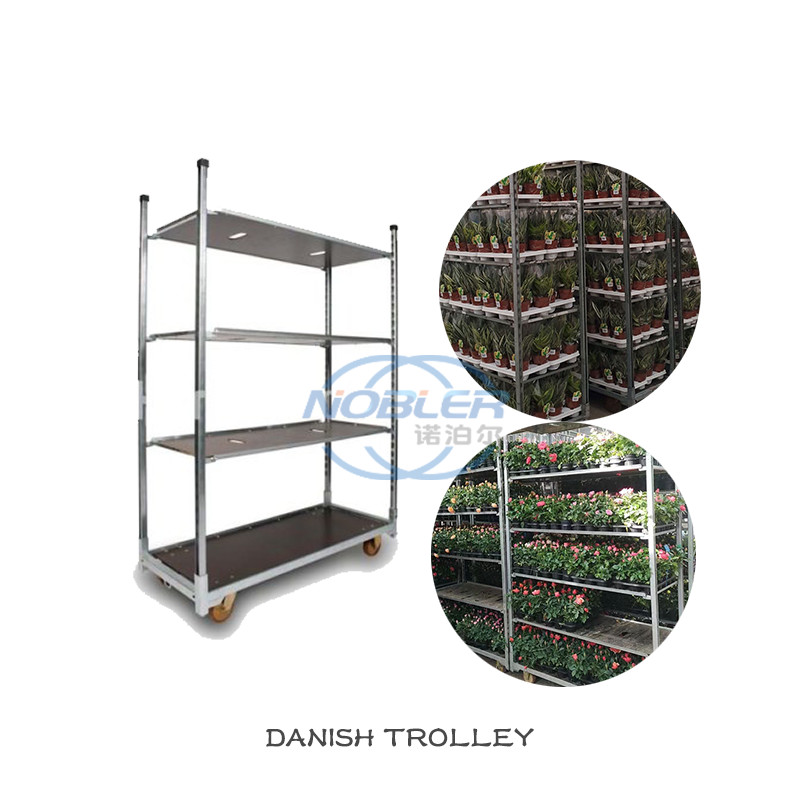 Garden Flower Cart Galvanized CC Flower And Plant Trolleys PP / PA Wheel