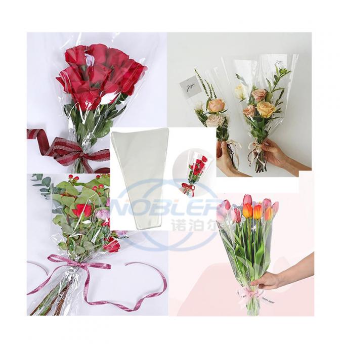 200 Pieces Plastic Flower Bouquet Sleeve Clear Cellophane Bags Rose ...